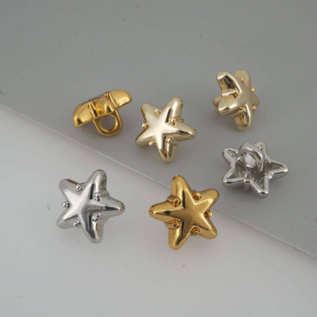 10 Pieces Mini Metal Star Button Luxury Decorative Shank Button Golden ...