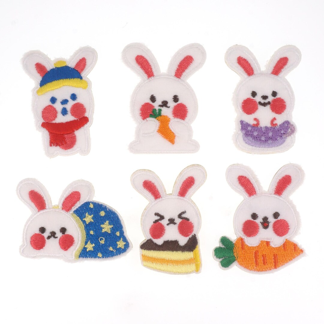 Rabbit Embroidered Self Adhesive Patch, Cute Animal Applique, Pet - Etsy