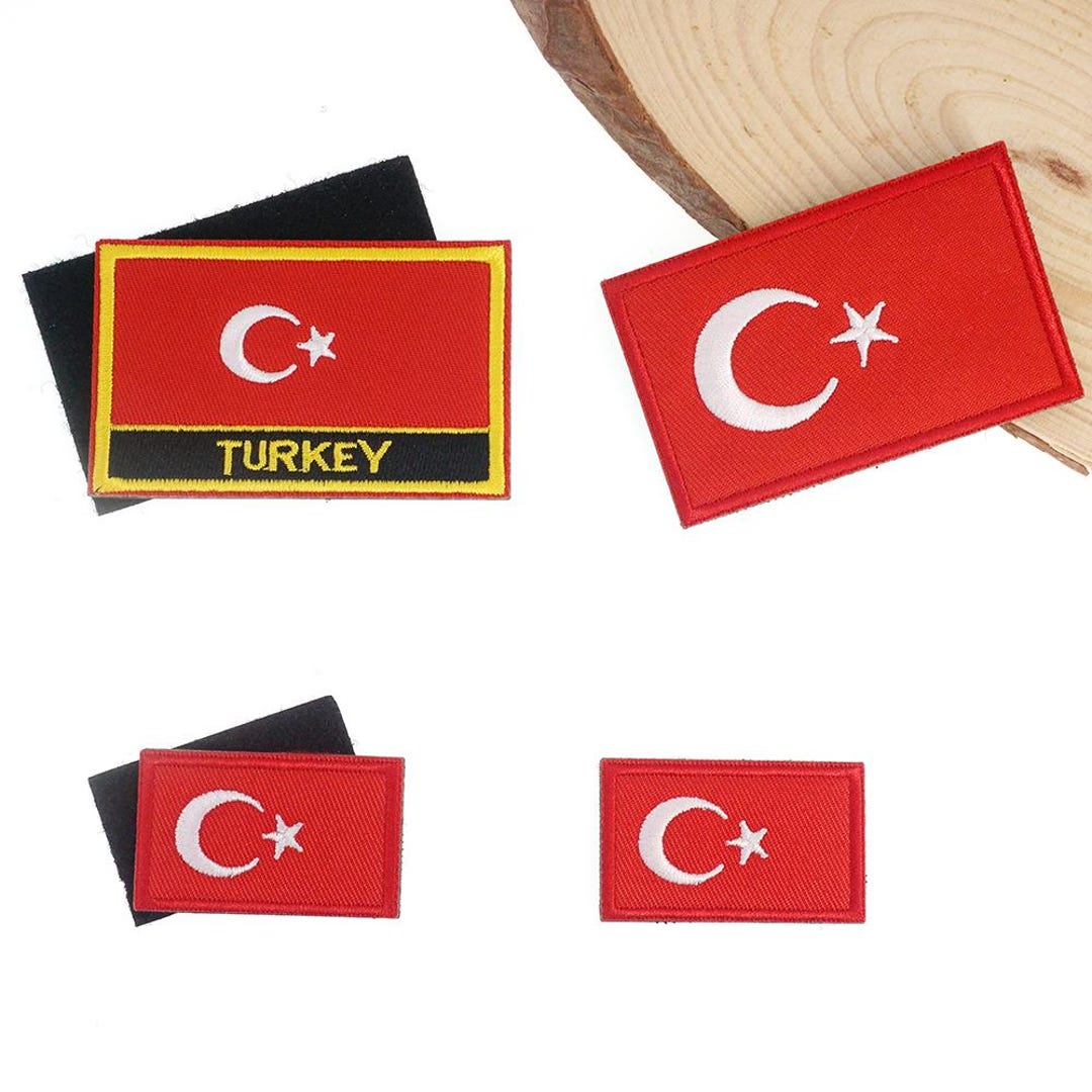 Turkish Flag Embroidered Iron on Patch, Turkey Hook and Loop Applique ...