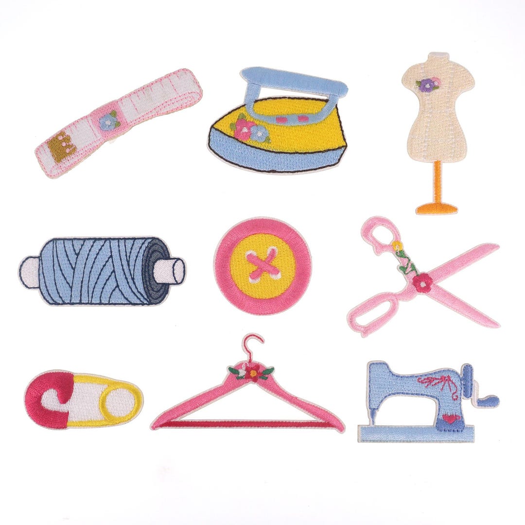 Cute Sewing Embroidered Self Adhesive Patch, Tailor Applique ...
