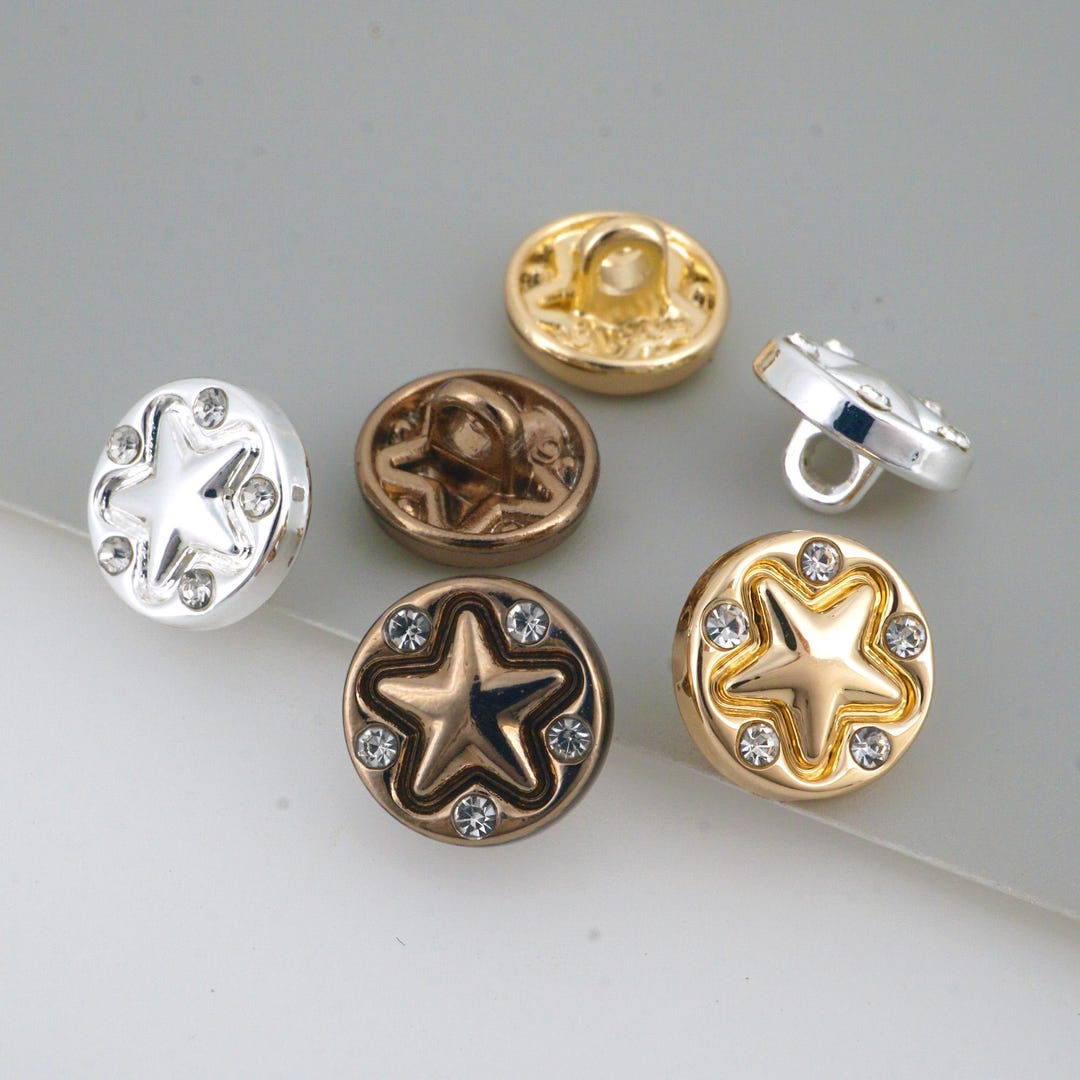 10 Pieces Star Metal Button Luxury Decorative Shank Button Golden ...