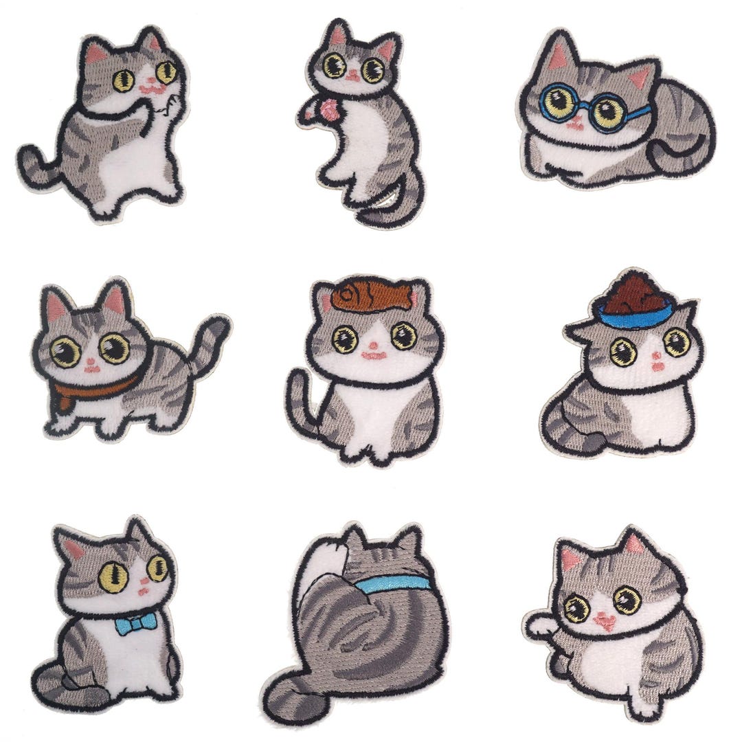 Cute Cat Embroidered Self Adhesive Patch, Kitten Applique, Pet Patch - Etsy