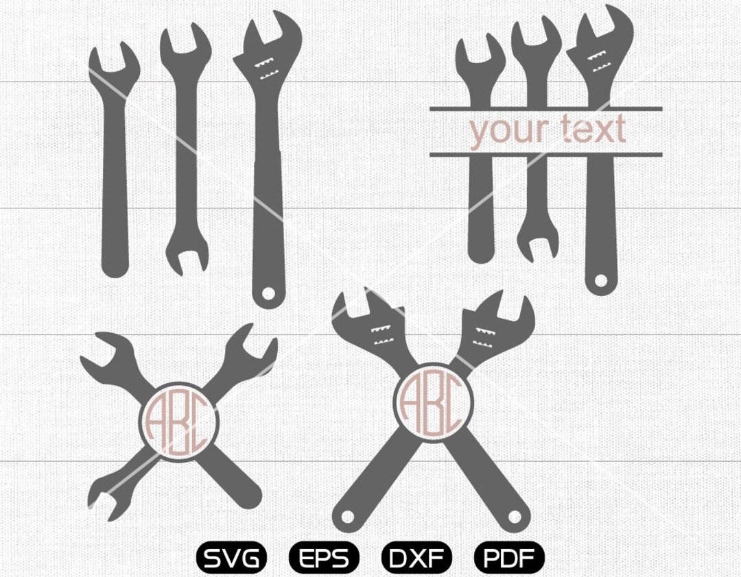 Wrench Svg, Wrench Clipart, Monogram Frame Cricut, Cameo, Silhouette ...