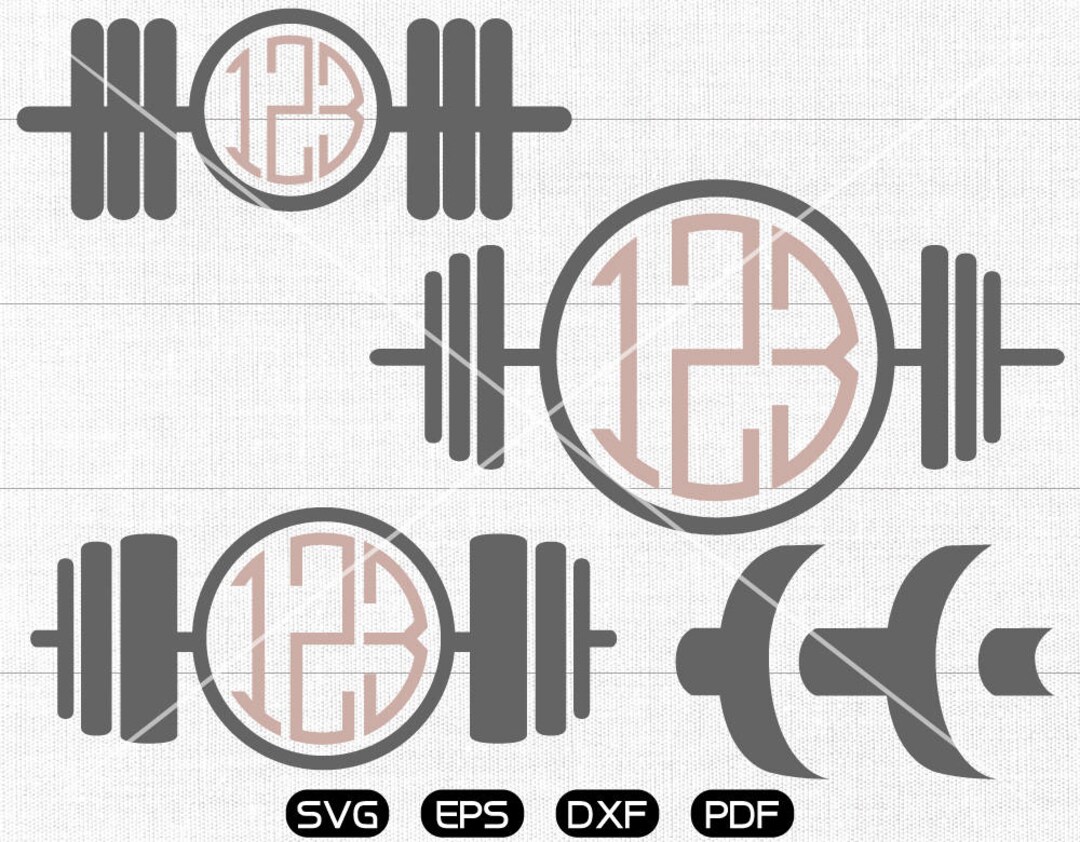 Fitness Svg Files, Dumbbell Monogram Frame, Workout Clipart, Cricut ...