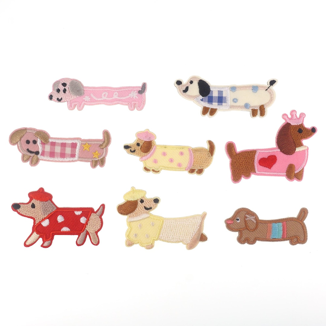 Cute Dog Embroidered Self Adhesive Patch, Dachshund Applique, - Etsy