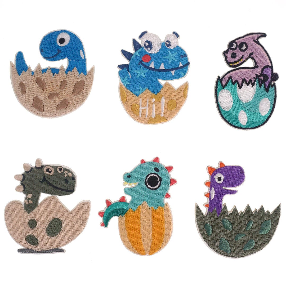 Cute Baby Dinosaur Embroidered Self Adhesive Patch, Dinosaur Egg ...