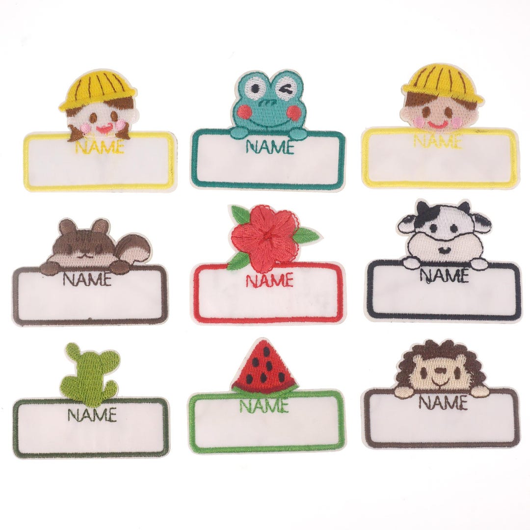 Cute Name Tag Embroidered Self Adhesive Patch, Flower Applique, Frog ...