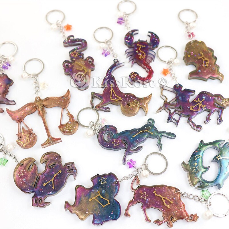 12 Constellations Keychain - Etsy