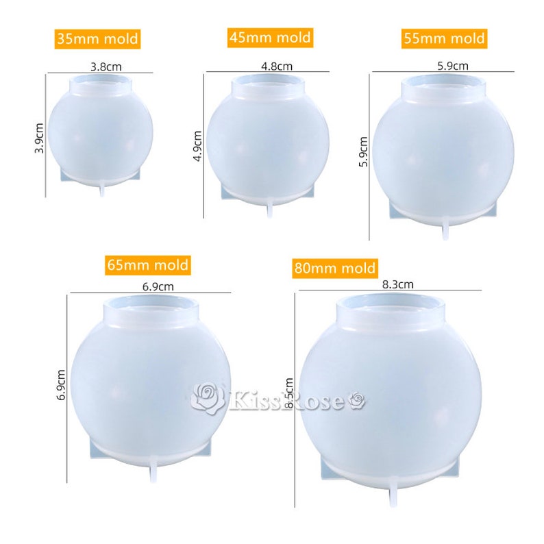 Silicone Sphere Mold-5 Sizes Sphere Resin Molds-round Ball Mold-ball ...