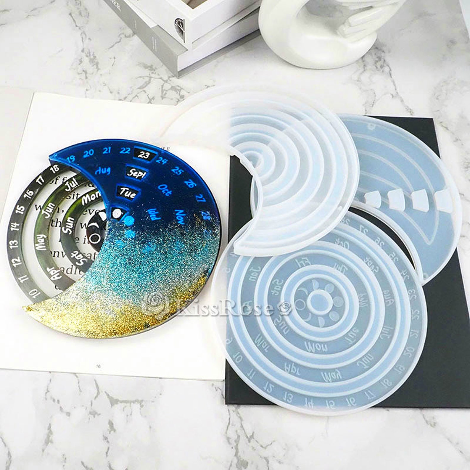 Round turntable calendar silicone mold-Calendar tray | Etsy