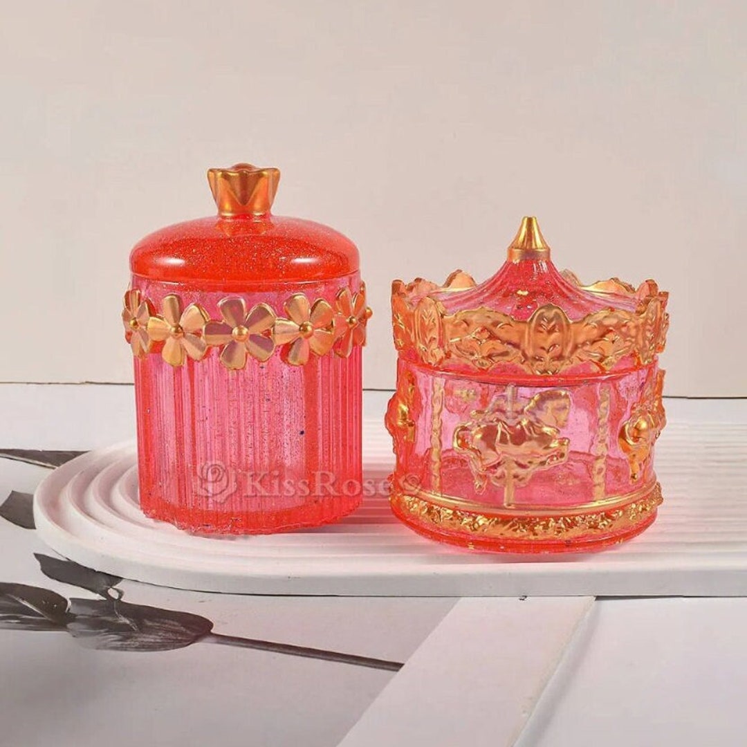 Embossed Garland Box Resin Mold-cute Carousel Storage Box Silicone Mold ...