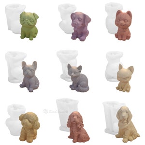 3D Dog Silicone Mold-cute Puppy Candle Mold-scented Candle Mold-cute ...