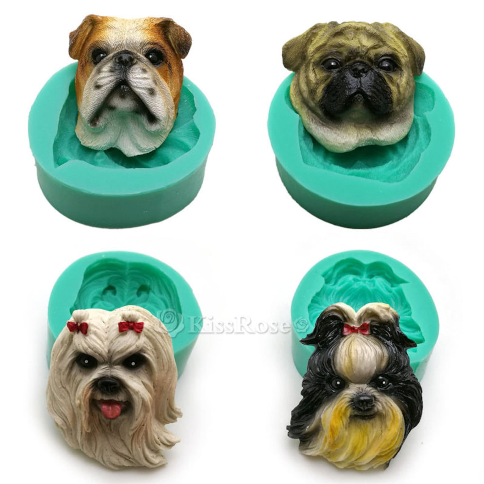 26 Styles Dog Head Silicone Mold-cute Dog State Plaster/concrete Mold ...