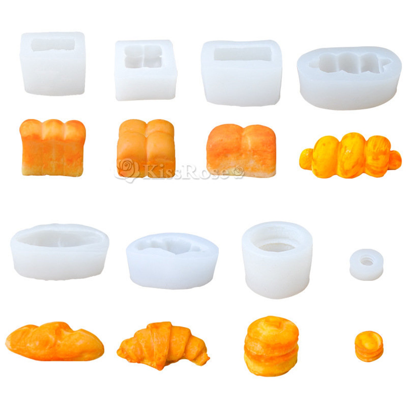 8 Styles Miniature Bread Silicone Mold-mini Croissant/toast Bread Resin ...