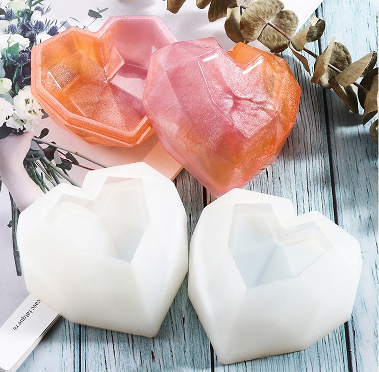 Diamond Heart Storage Box Silicone Mold -heart Shaped Box Resin Mold ...