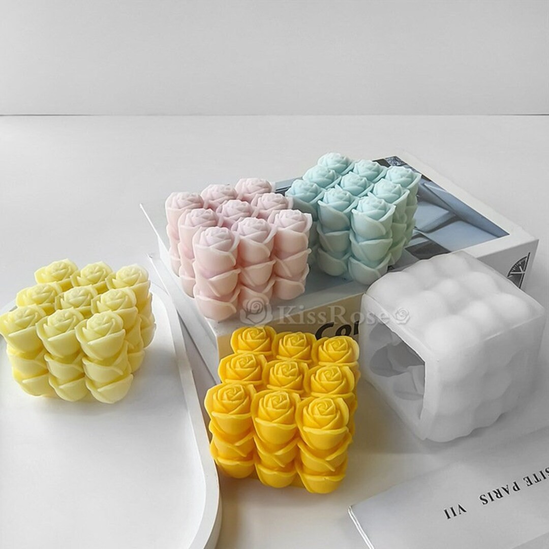 Rose Rubik's Cube Candle Silicone Mold-scented Candle Mold-heart Shape ...