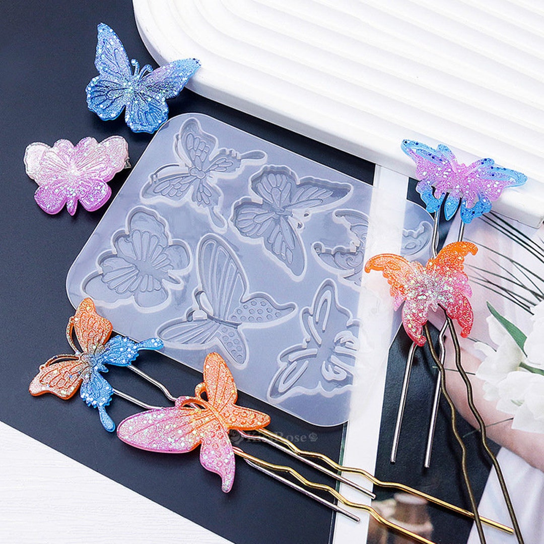 Butterfly Hairpin Silicone Mold-leaf Hair Clips Resin Mold-epoxy Resin ...