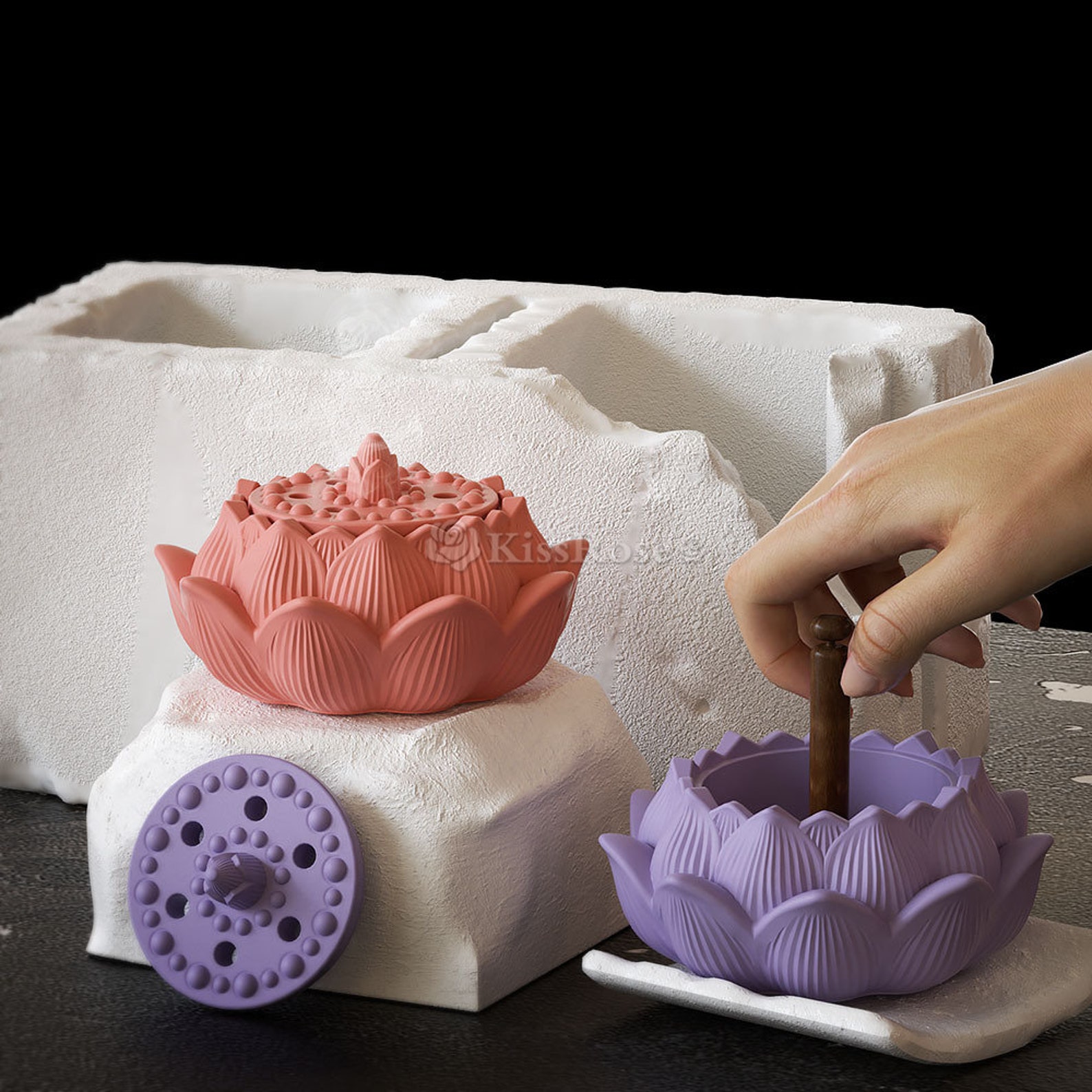 Lotus Incense Burner Silicone Mold-concrete Censer Mold-lotus Candle ...