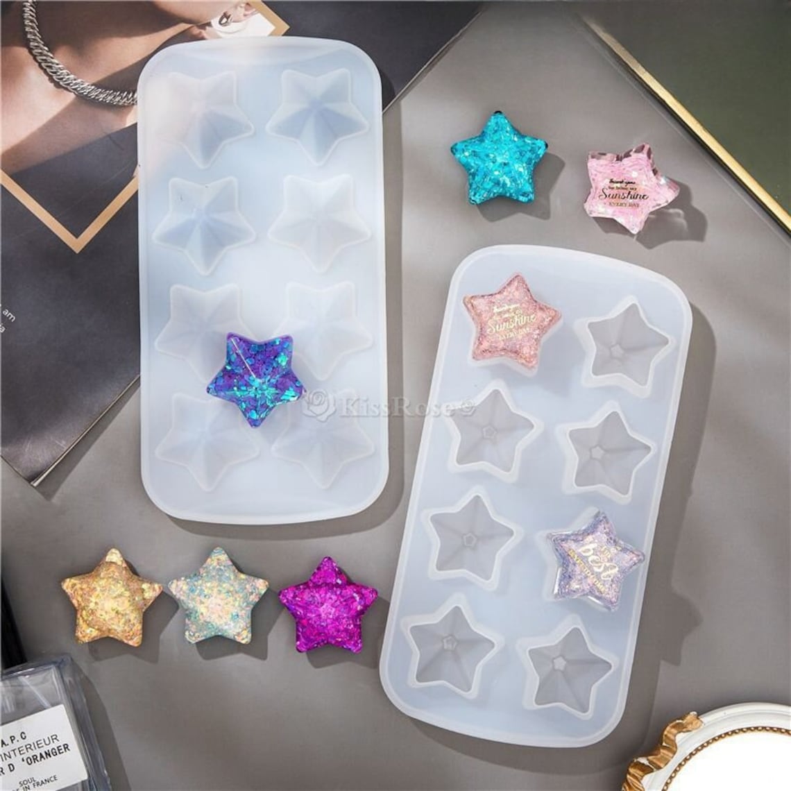 Five-pointed Star Silicone Mold-epoxy Resin Star Molds-8 Grids Star ...