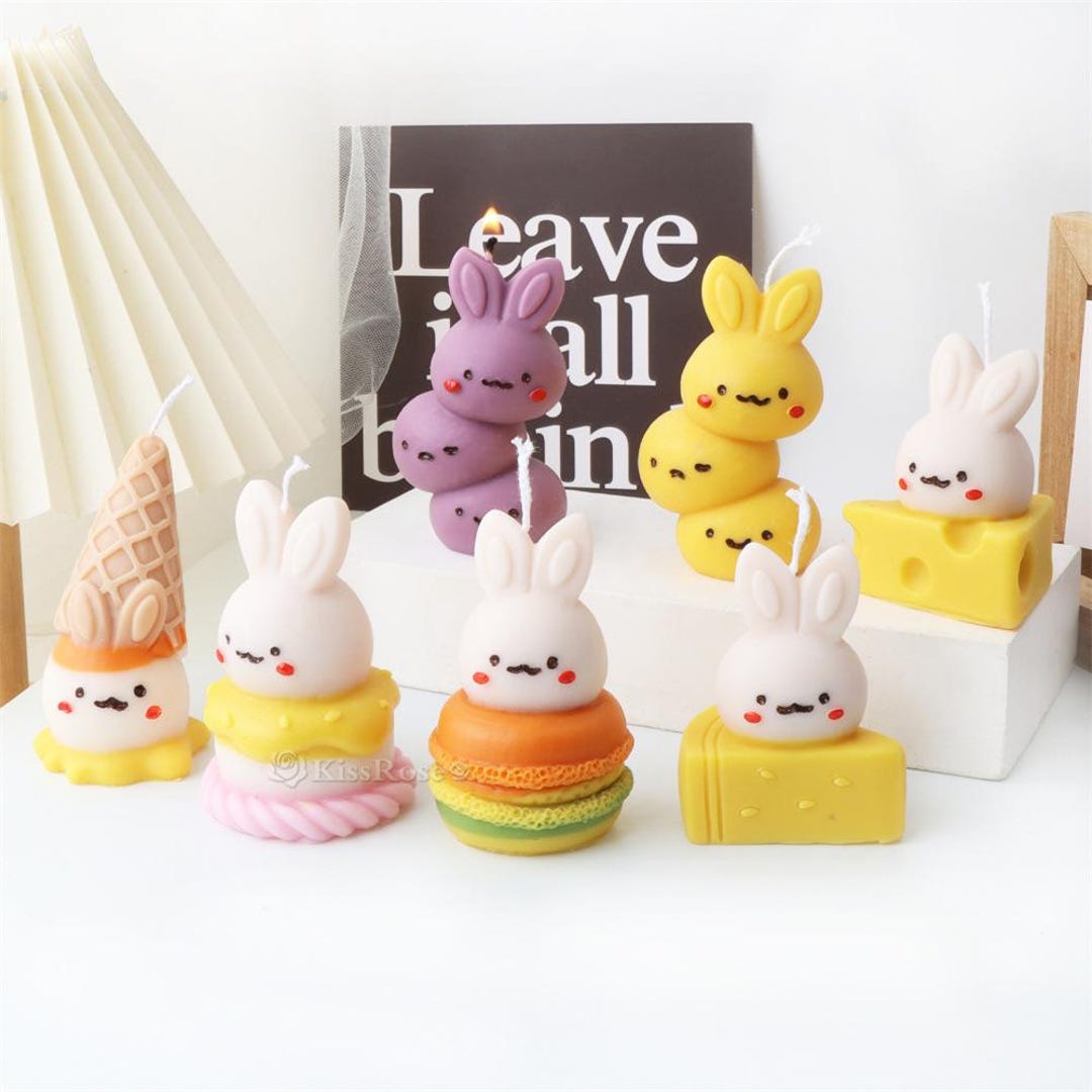 Cute Rabbit Candle Silicone Mold-macaron Rabbit Pastry Mold-ice Cream ...