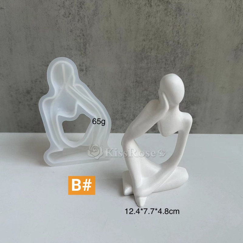 Abstract Thinker Silicone Mold-human Body Candle Mold-art Thinking Man ...