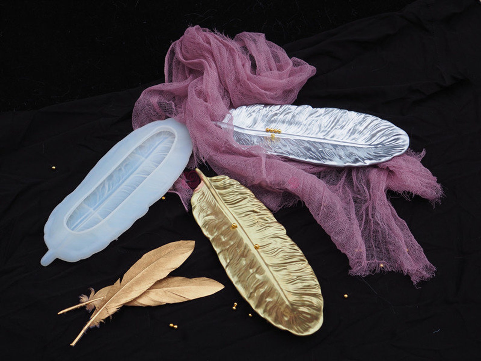 Creative Feather Silicone Plate Mold-silicone Mold for Resin Plate Diy ...