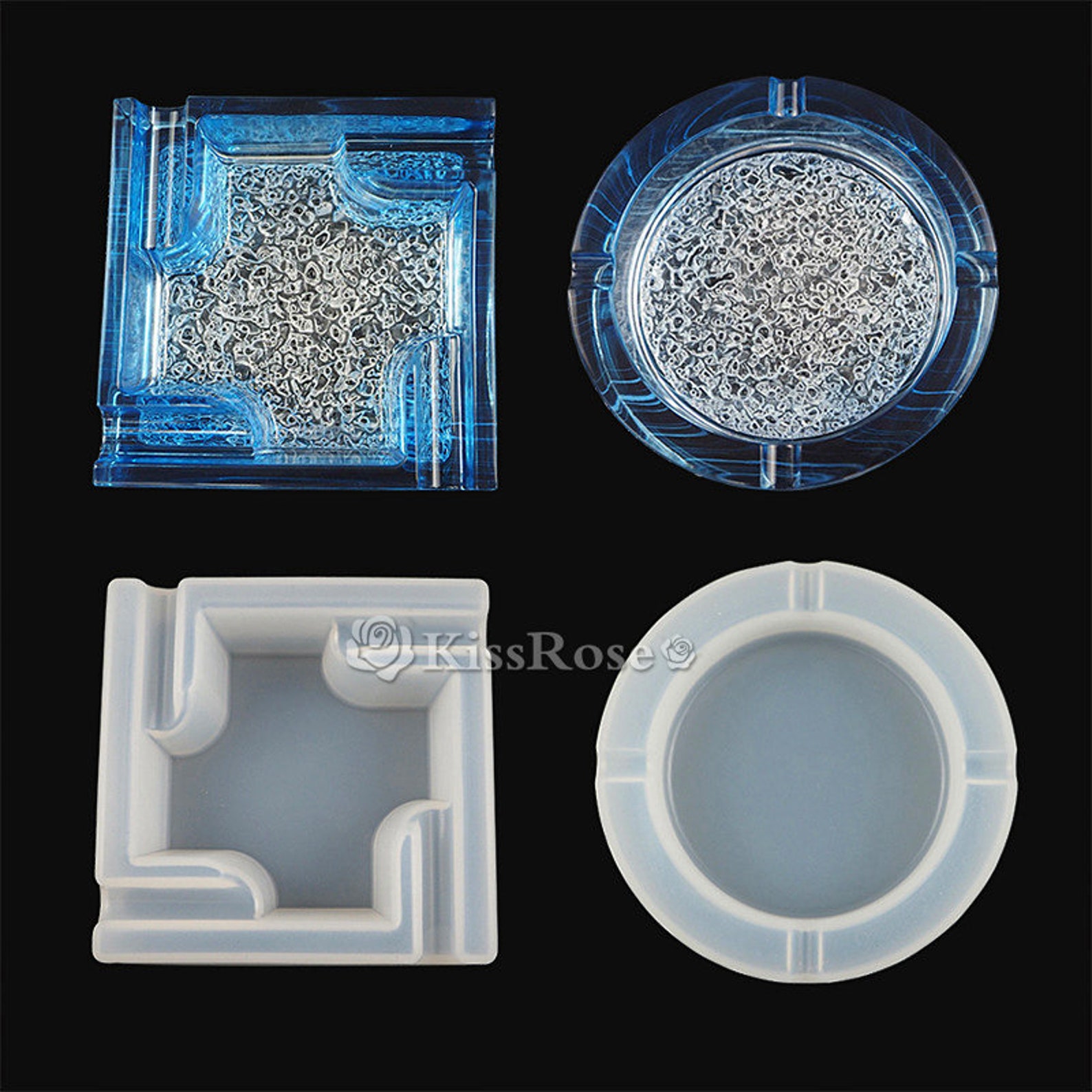 2 Styles Ashtray Resin Mold-square Silicone Ashtray Mold-round - Etsy