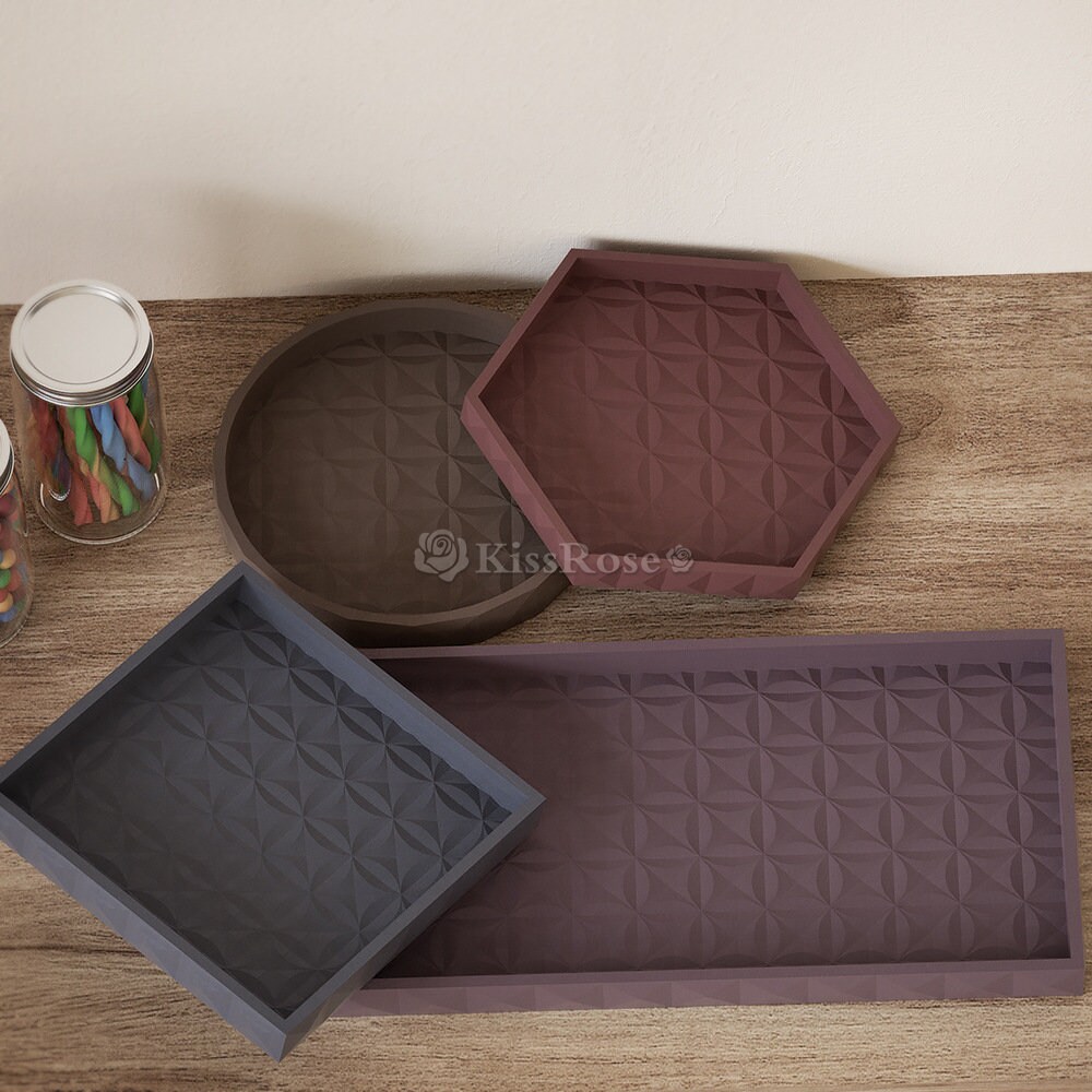 4 Styles Pattern Tray Silicone Mold-concrete Tray Mold-cement Tray ...