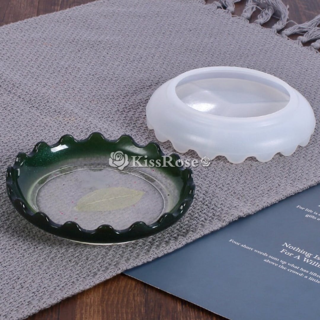 Creative Round Wavy Edge Silicone Dish Mold-flower Shaped Plate Resin ...