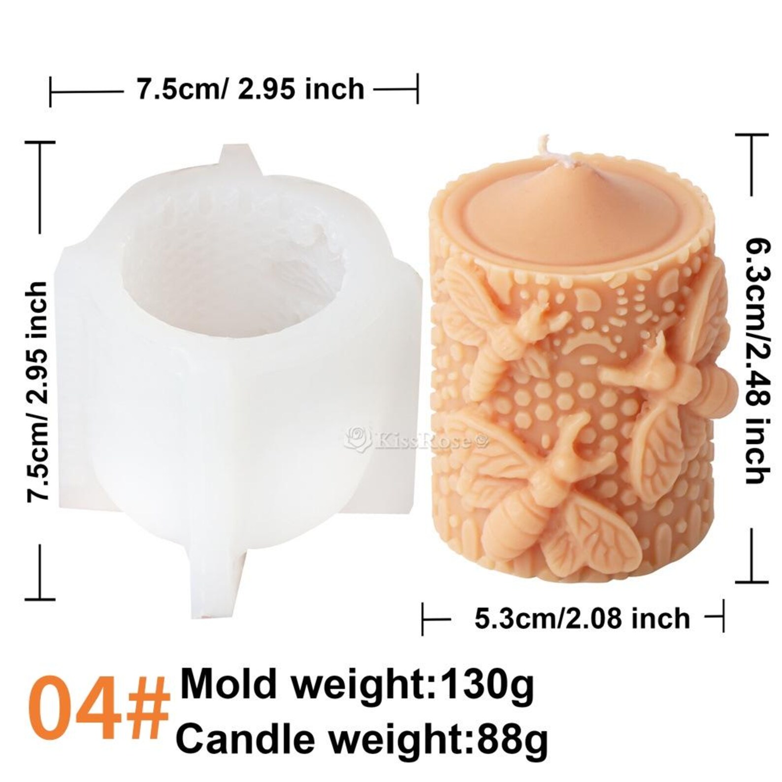 Embossed Bee Candle Silicone Mold-5 Styles Honeycomb Candle Molds ...