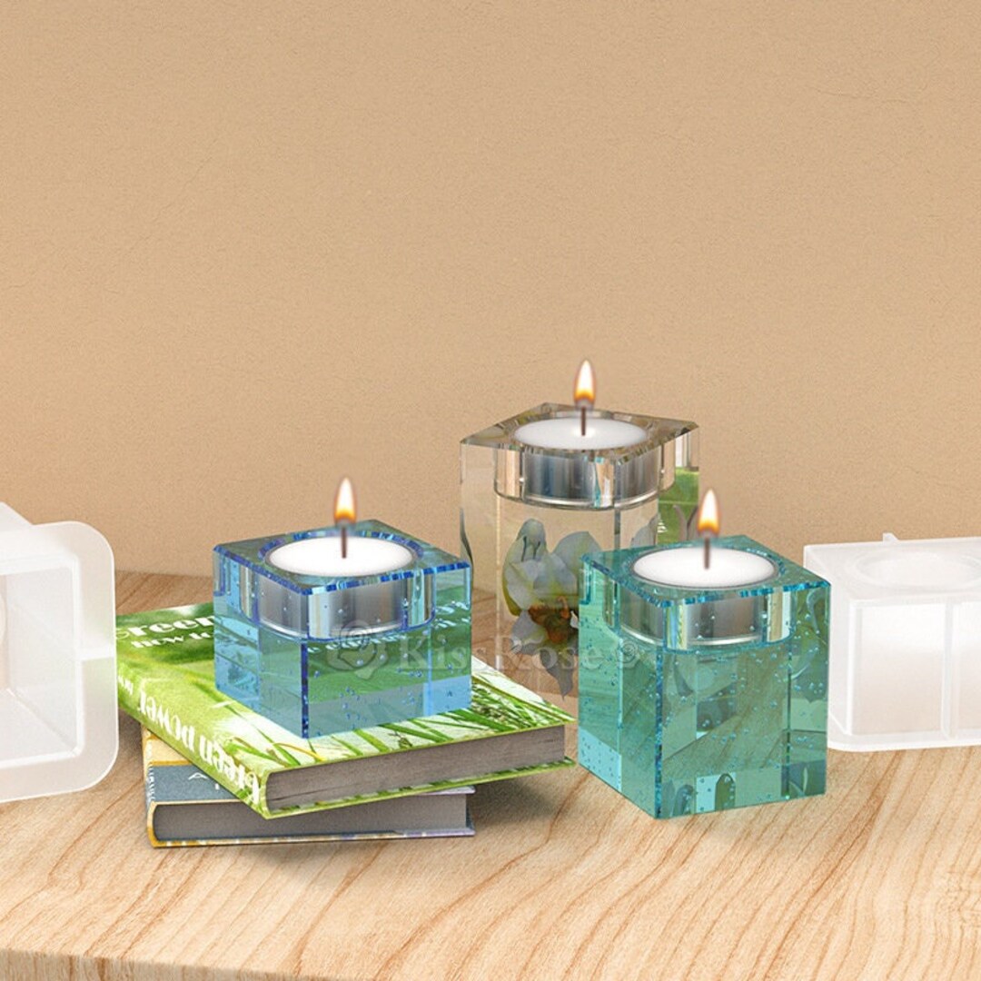 Square Candle Holder Mold-cube Candle Holder Silicone Mold-cement ...