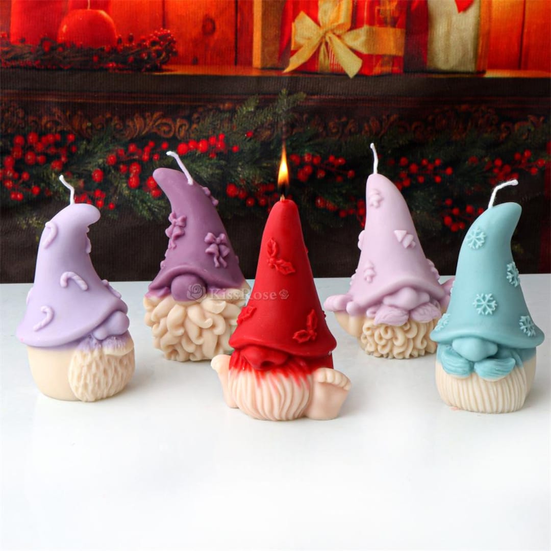 7 Styles Christmas Dwarf Candle Molds-santa Claus Silicone Mold-long Hat Dwarf Ornaments ...