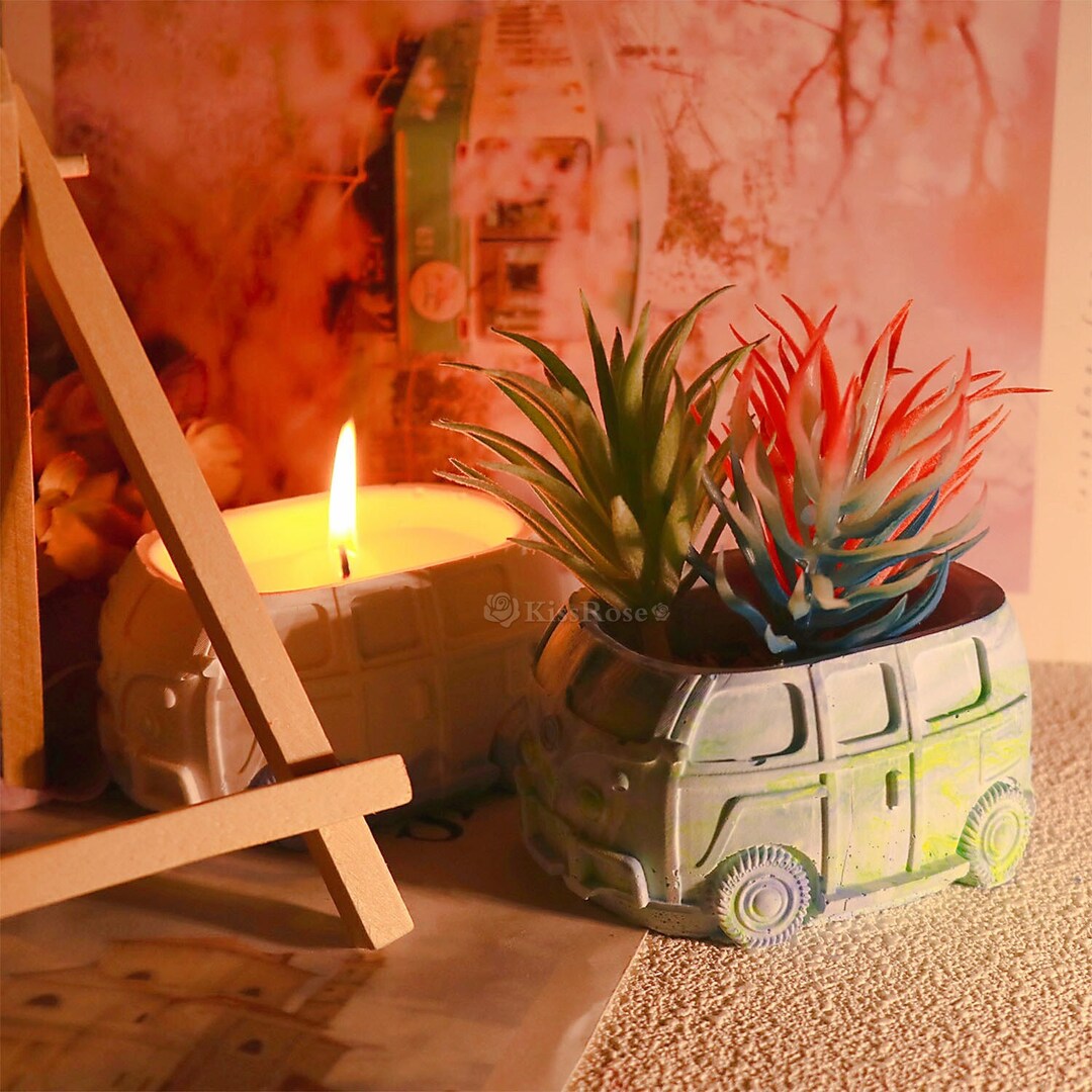 Cute Bus Flower Pot Silicone Mold-concrete Succulent Plant Pot Mold-bus ...