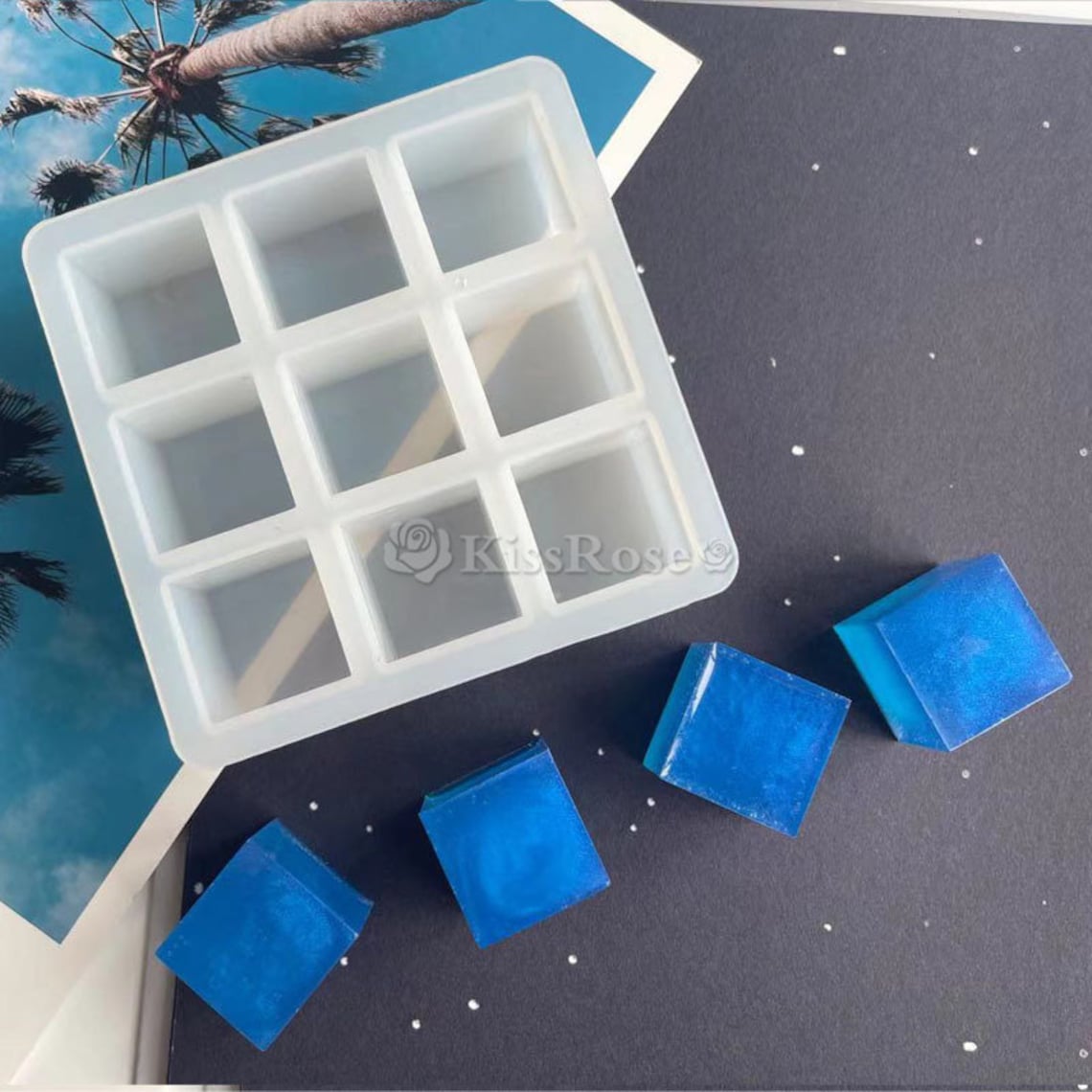 9 Grids Square Silicone Mold-square Resin Mold-flower and Plant ...