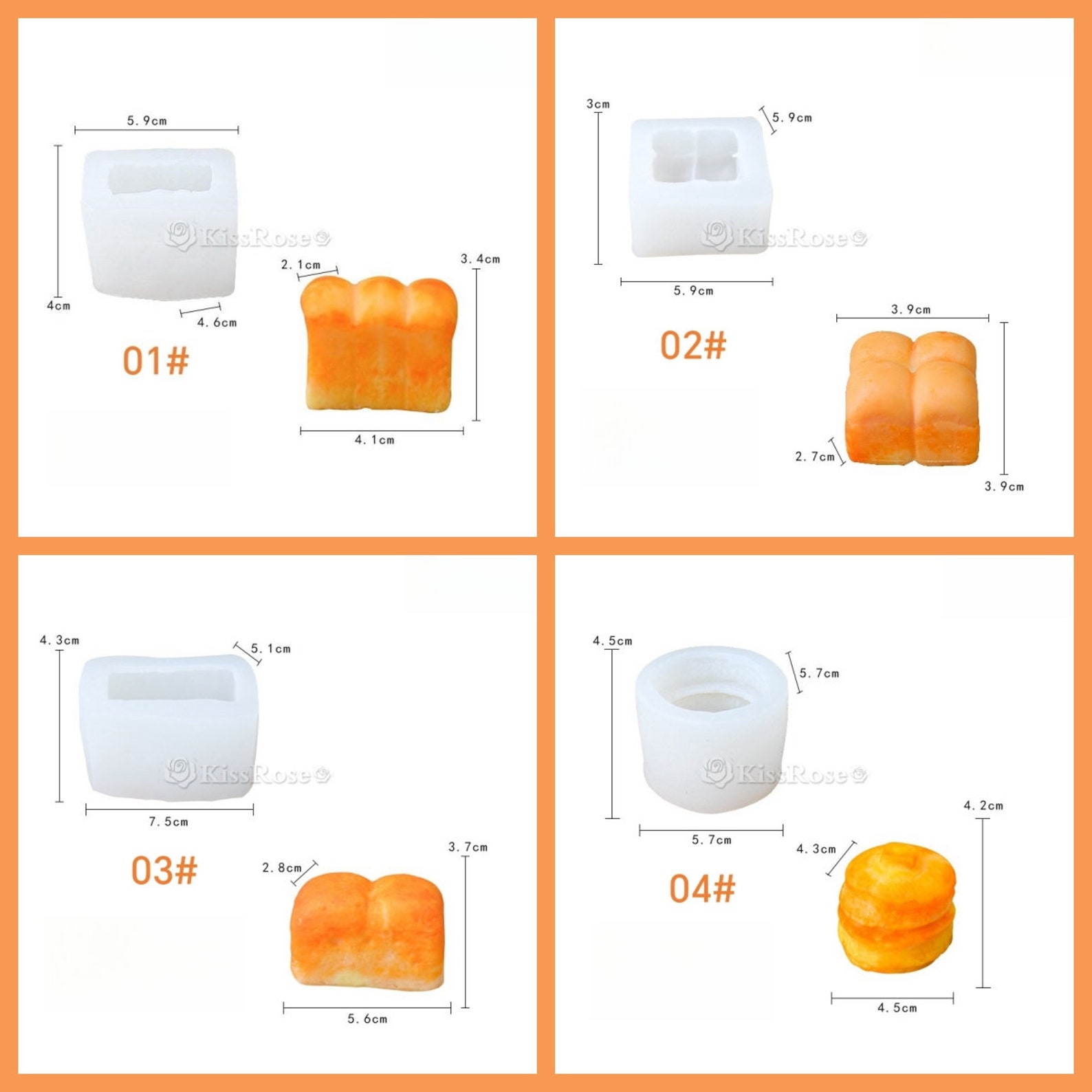 8 Styles Miniature Bread Silicone Mold-mini Croissant/toast Bread Resin ...