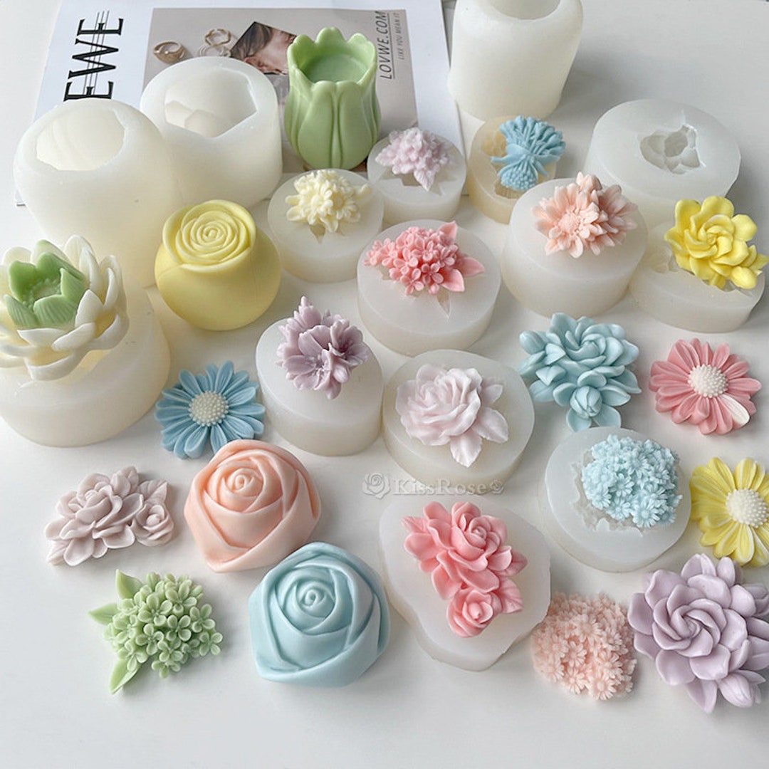 36 Styles Flower Silicone Molds-rose Sunflower Peony Tulip Flower ...