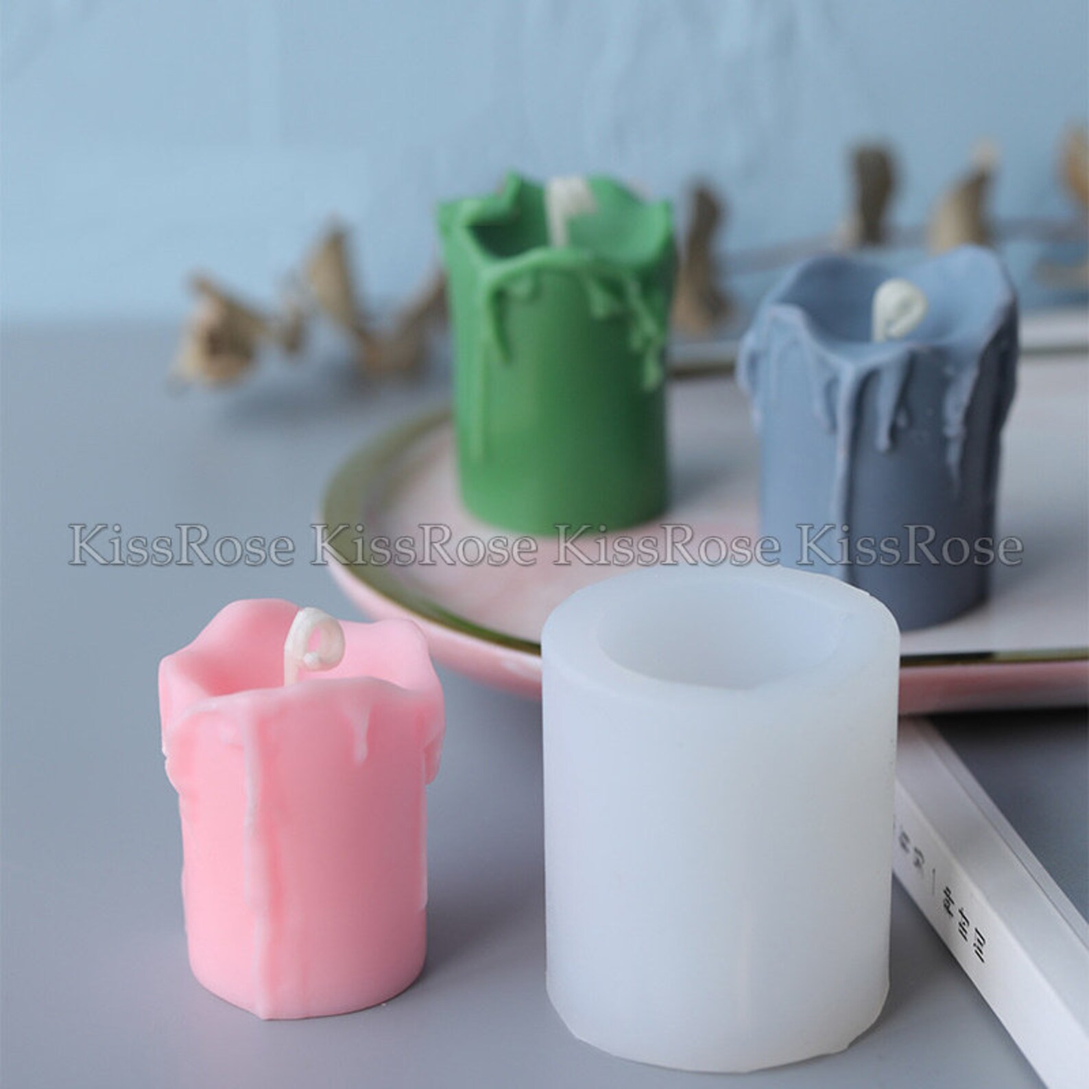 Melted Candle Mold Stone Candle Silicone Molds for Candle - Etsy