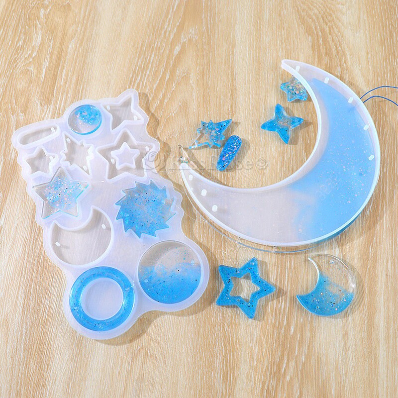 Moon drop ornament resin mold-Star hanging ornament silicone | Etsy
