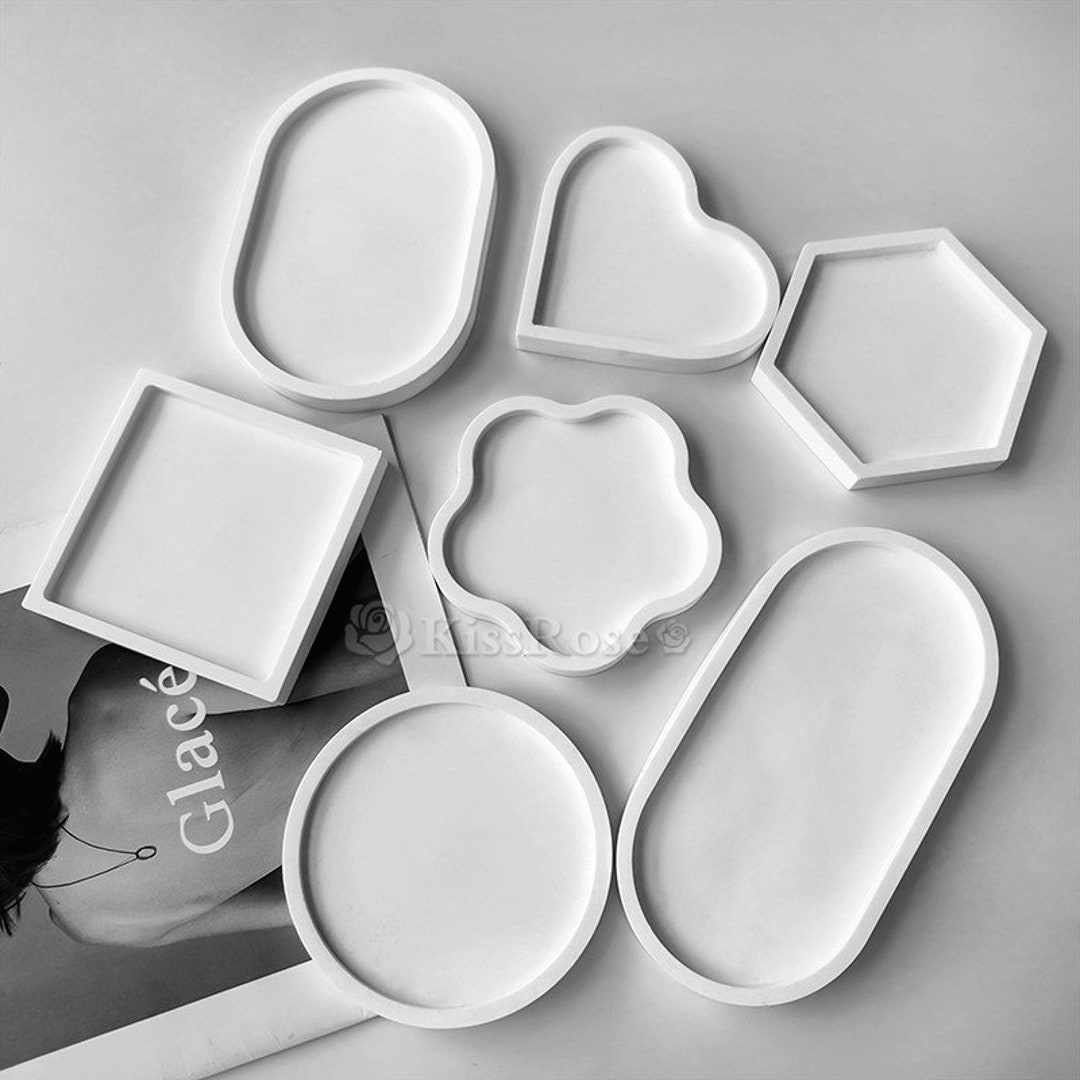 7 Styles Silicone Coaster Mold-round Coaster Silicone Mold-heart/oval ...