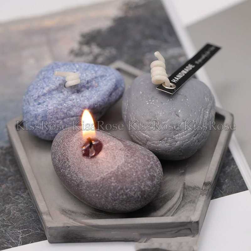 Cobblestone candle mold stone wax candle silicone molds for | Etsy