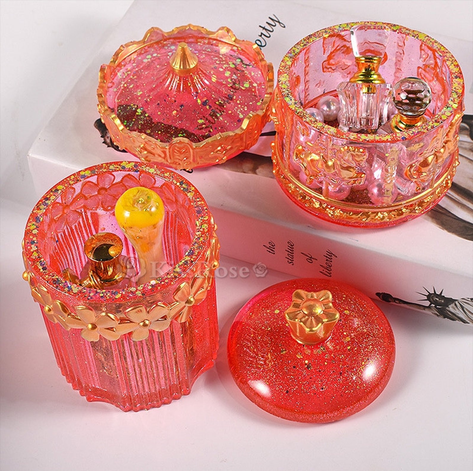 Embossed Garland Box Resin Mold-cute Carousel Storage Box Silicone Mold ...