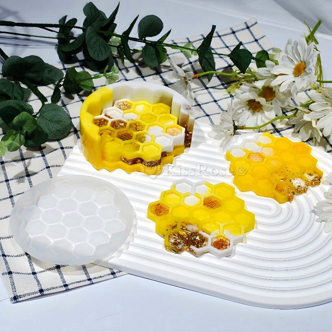 Honeycomb Coaster Mold Honeycomb Bee Coaster Tray Silicone Mold ...