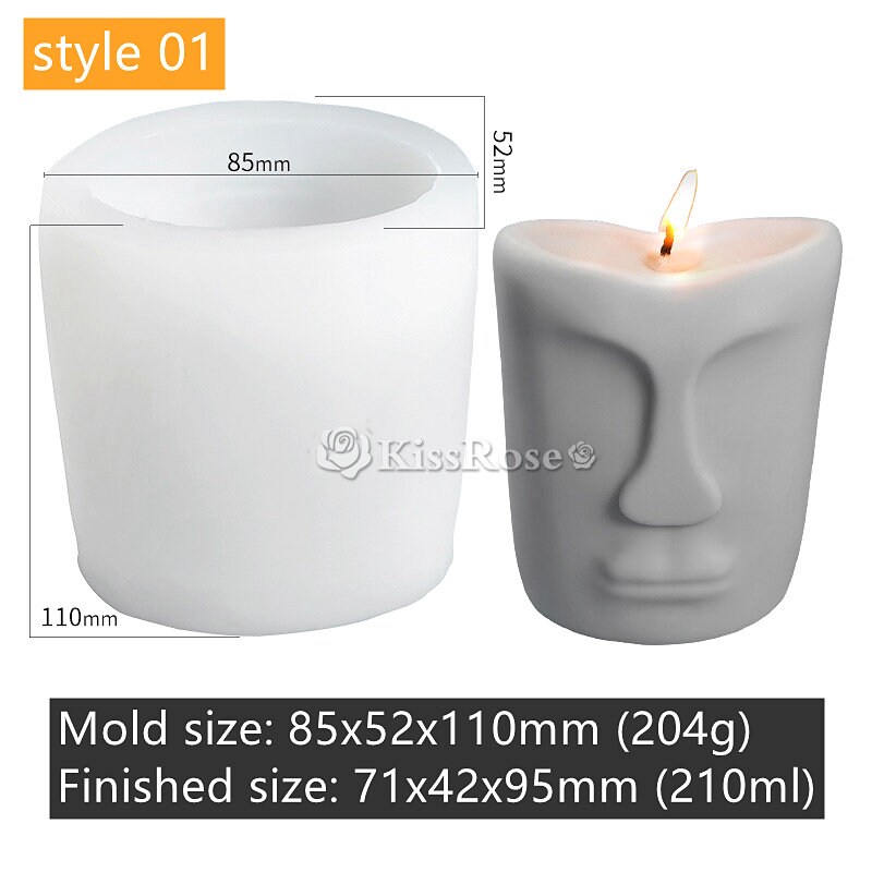 Abstract Face Candle Mold-silicone Candle Mold-human Face Silicone ...