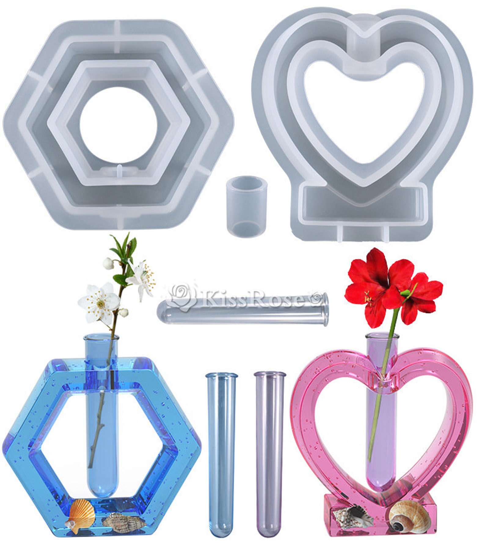 Creative Test Tube Silicone Vase Mold-hexagon Heart Vase Resin - Etsy