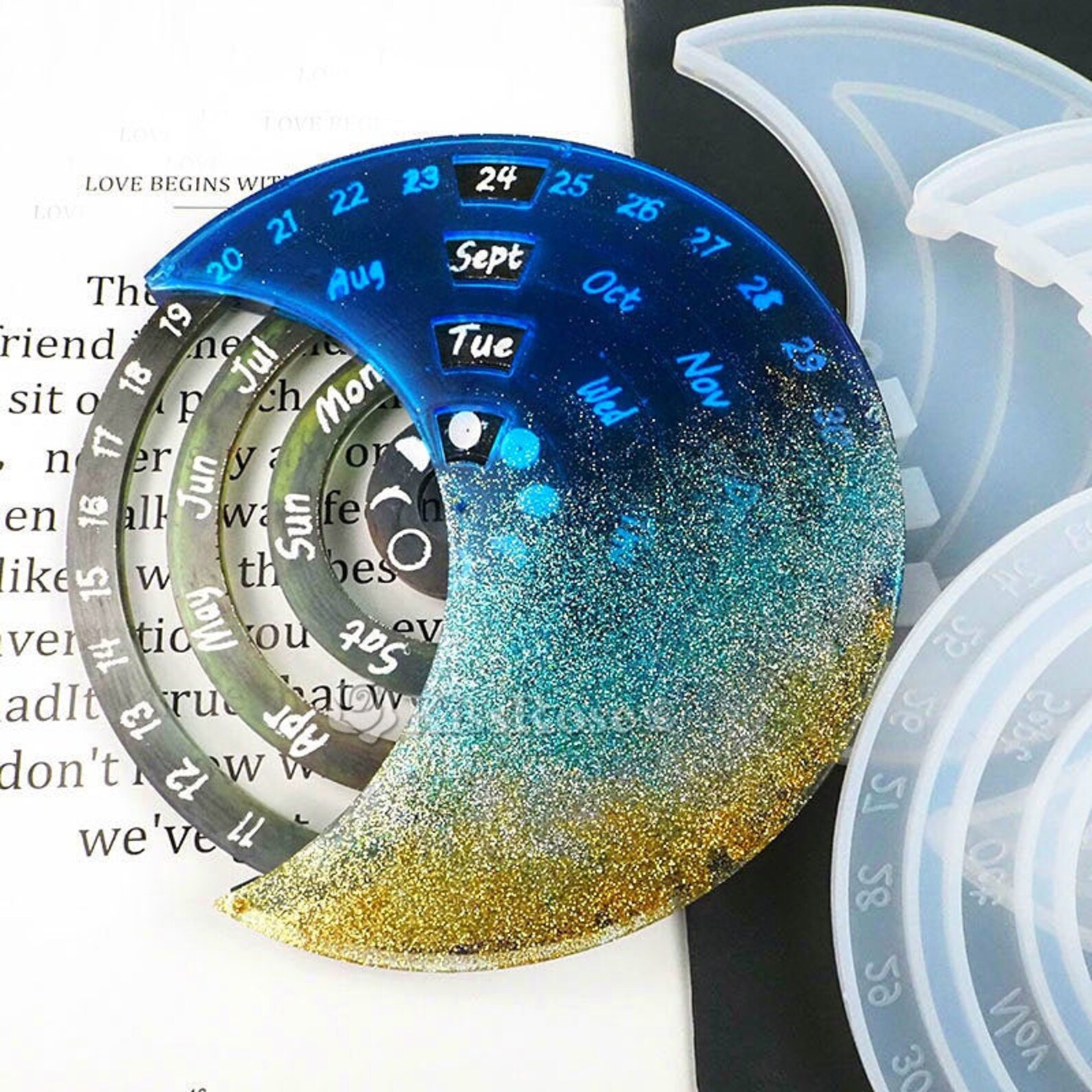 Round turntable calendar silicone mold-Calendar tray | Etsy