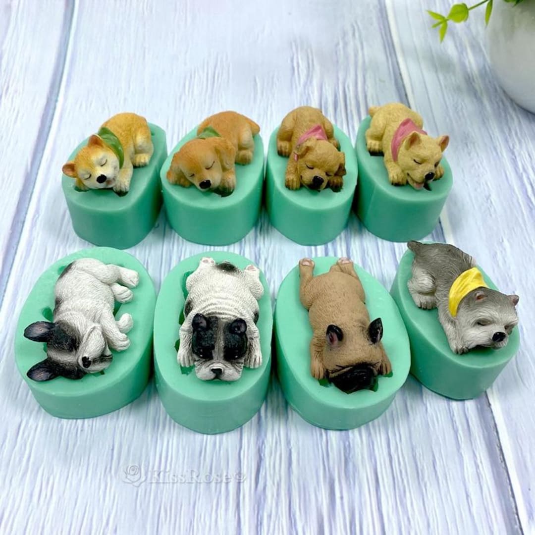15 Styles Sleeping Dog Silicone Mold-cute Lying Dog Plaster/concrete ...