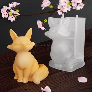 Cute 3D Fox Silicone Mold-cartoon Animal Resin Mold-fox Candle Mold ...