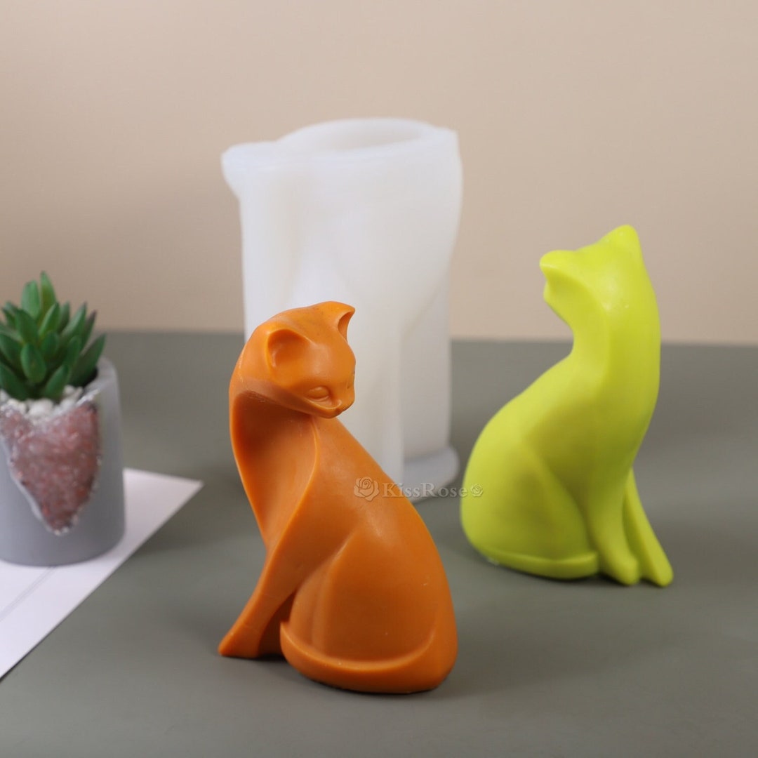 Elegant Cat Silicone Mold-plaster Cat Mold-cat Candle Mold-abstract ...