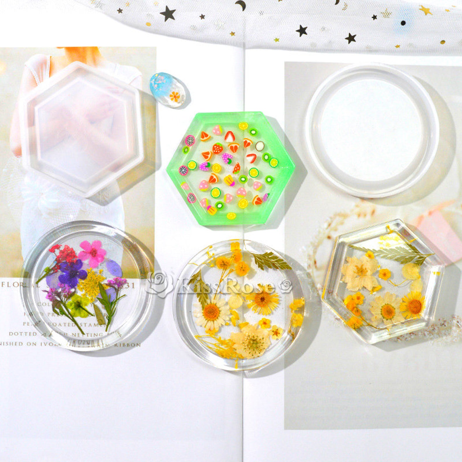 Hexagon silicone tray mold-Round plate resin molds-Silicone | Etsy