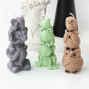 Animal Family Candle Mold-stacked Animal Silicone Mold Frog Bear ...